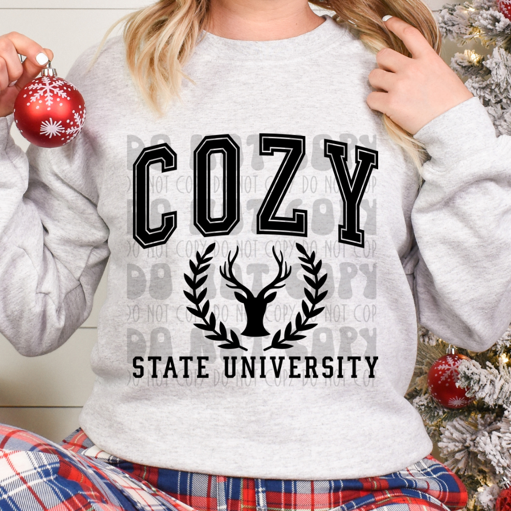 COZY UNIVERSITY - BLACK - DTF TRANSFER – Our Little Tribe Transfers